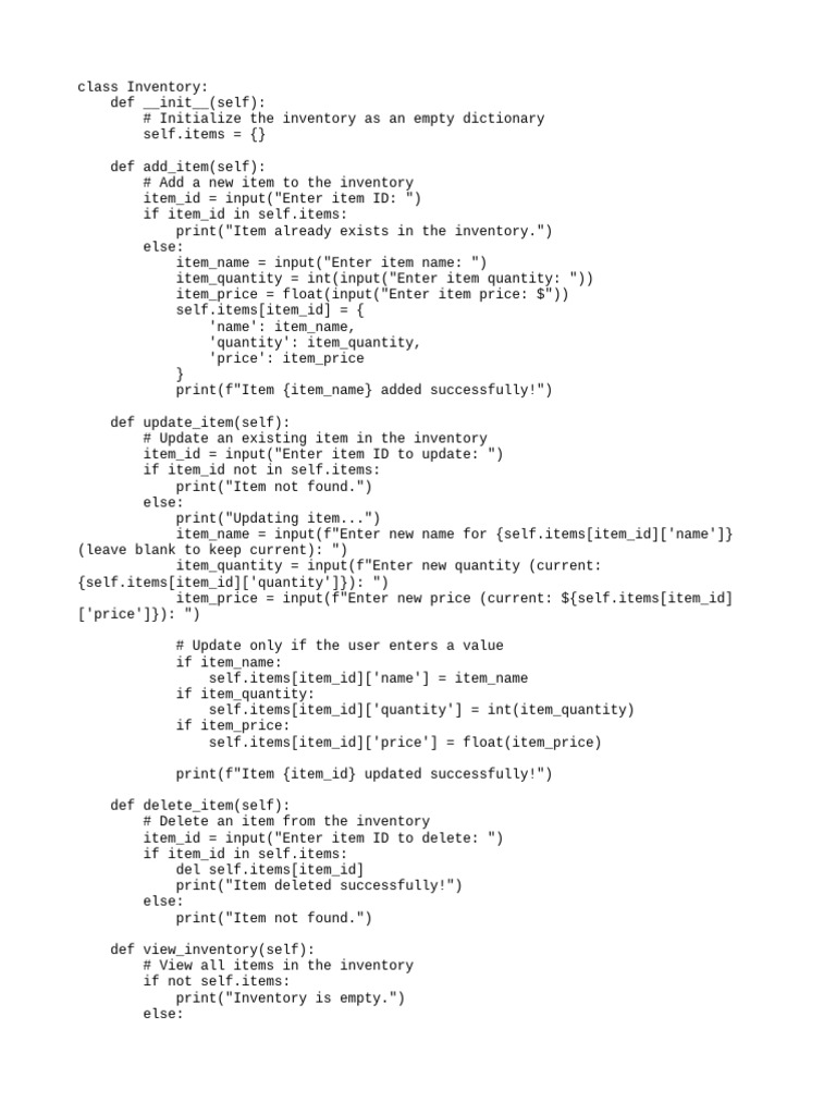 Code For Inventory Management Pdf Computer Programming Computing