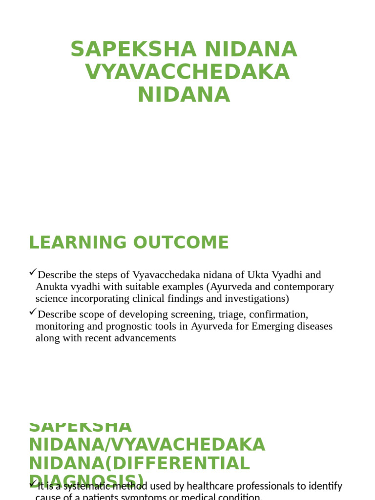 Anukta Vyadhi and Sapeksha Nidana in Ayurveda | PDF | Ayurveda ...