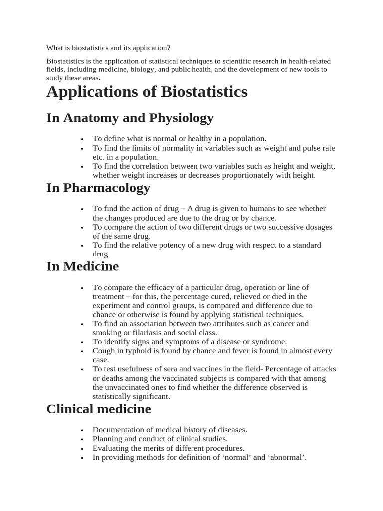 biostatistics and its application | PDF | Public Health | Statistics