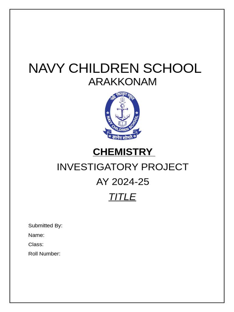 Chemistry Investigatory Project 2024-25 | PDF