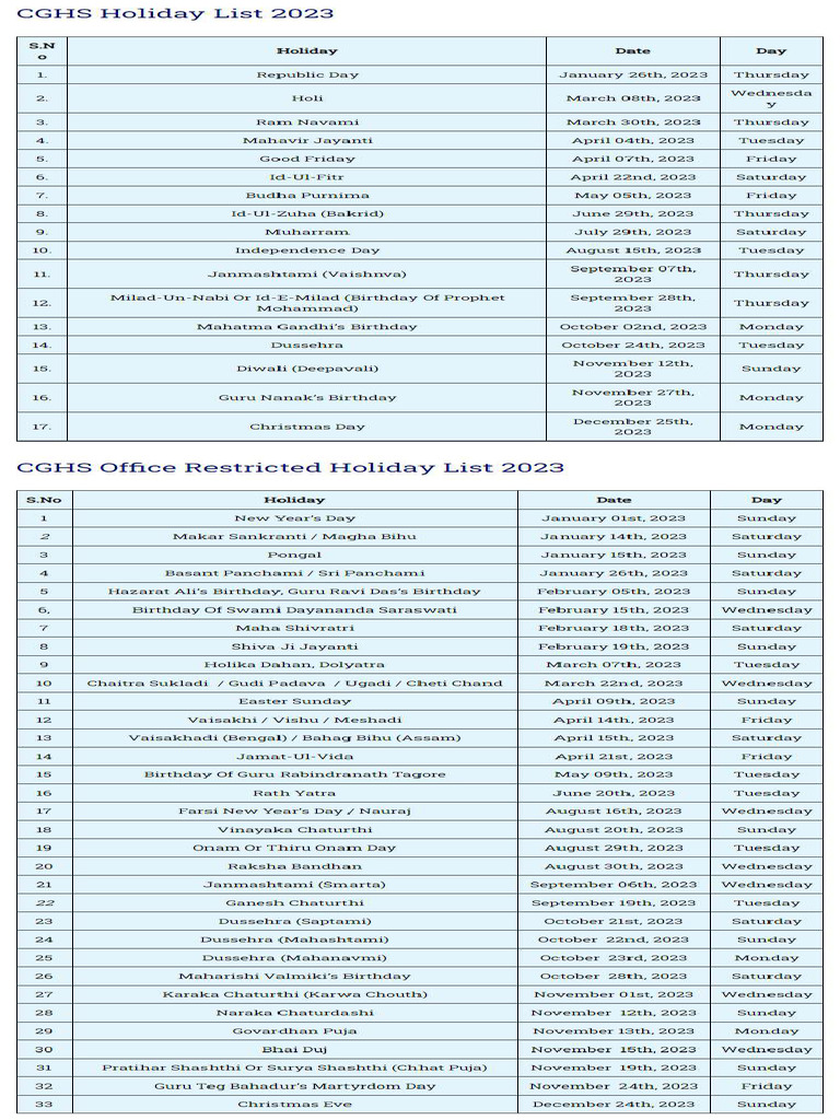 holiday-list | PDF