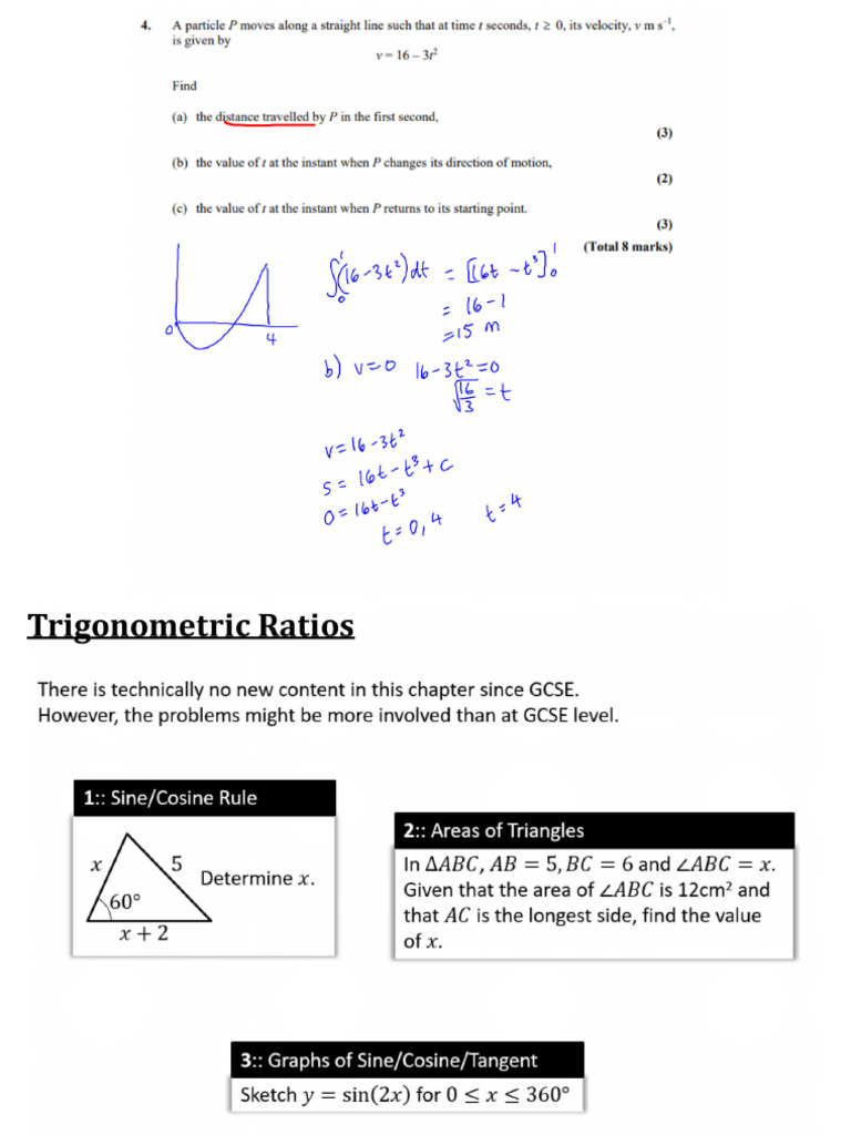 23 Trig Ratios 1 - Cosine, Sine, Area Rules | PDF
