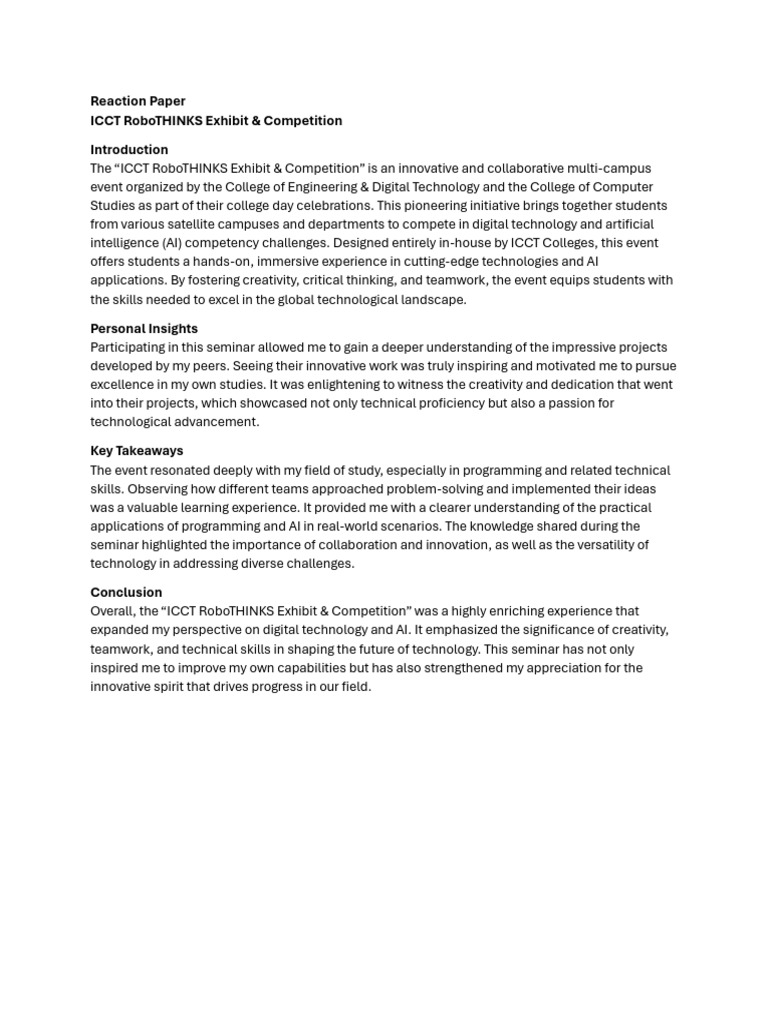 Reaction Paper | PDF