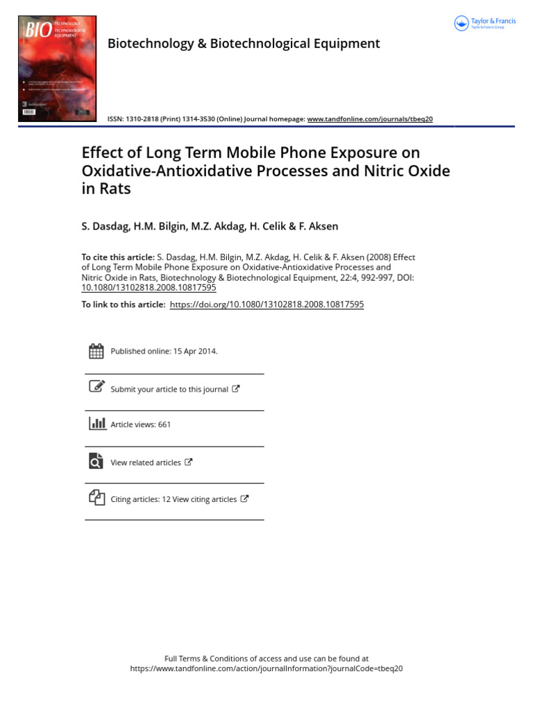 Effect of Long Term Mobile Phone Exposure On Oxidative-Antioxidative ...
