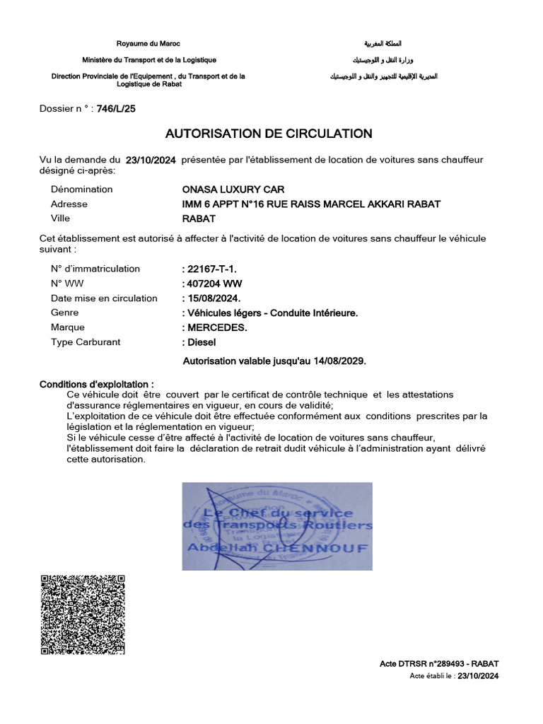 Autorisation Circulation A Lvs C | PDF