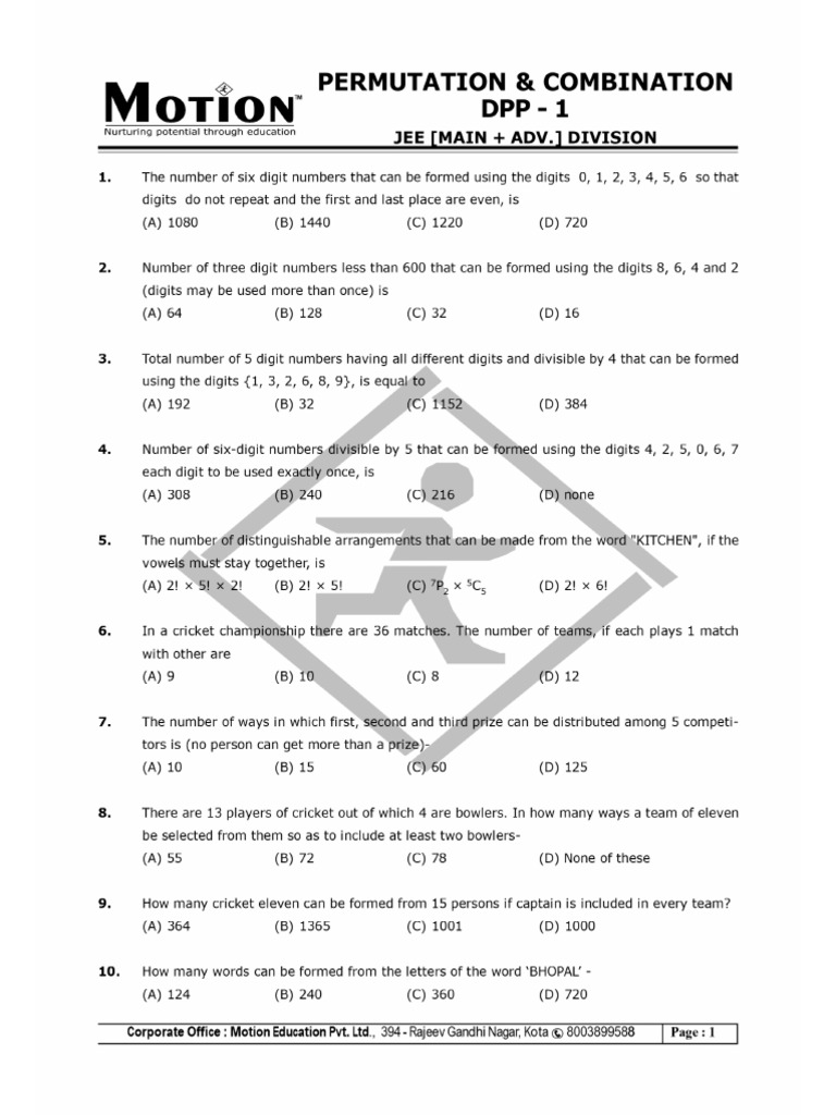 Permutation Combination Dpp Pdf