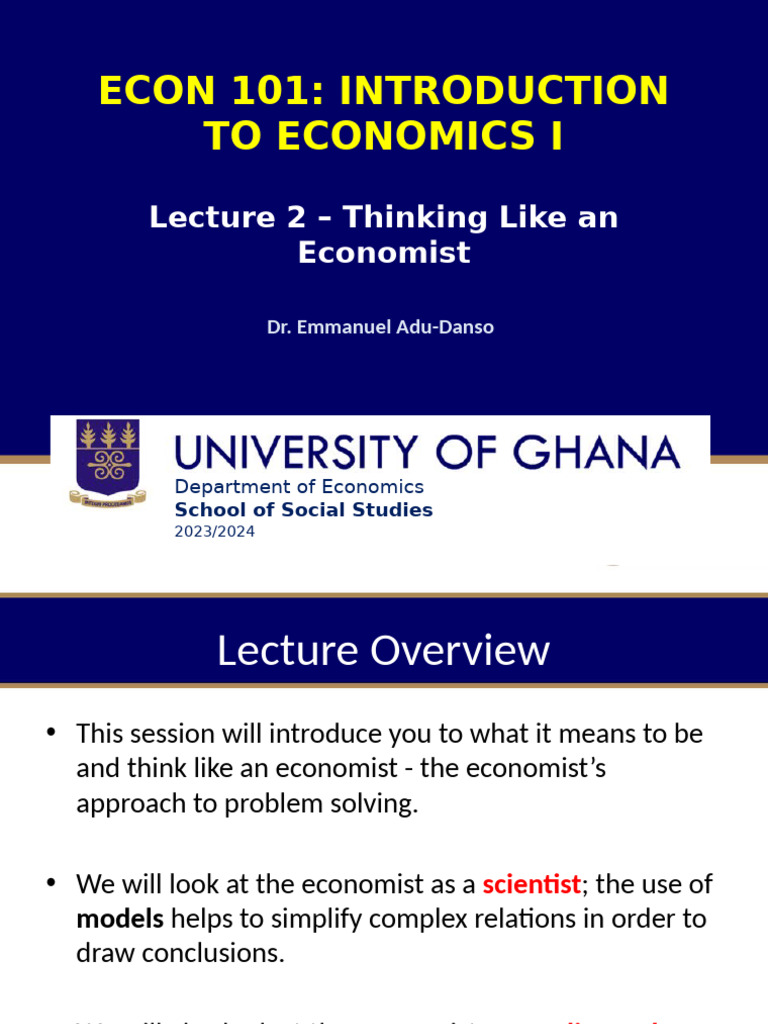 ECON 101 Lecture 2 - Thinking Like An Economist | PDF | Economics | Labour Economics