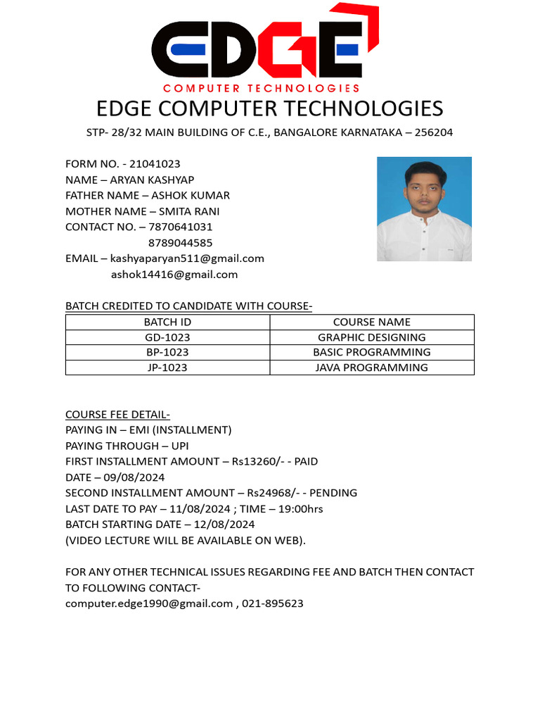 Billing Brochure Computer Edge | PDF
