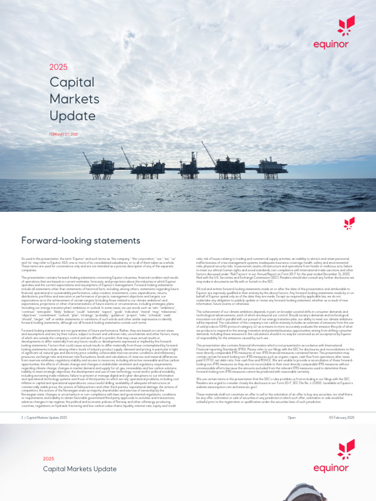 Equinor Capital Markets Update 2025 | PDF | Free Cash Flow | Renewable ...