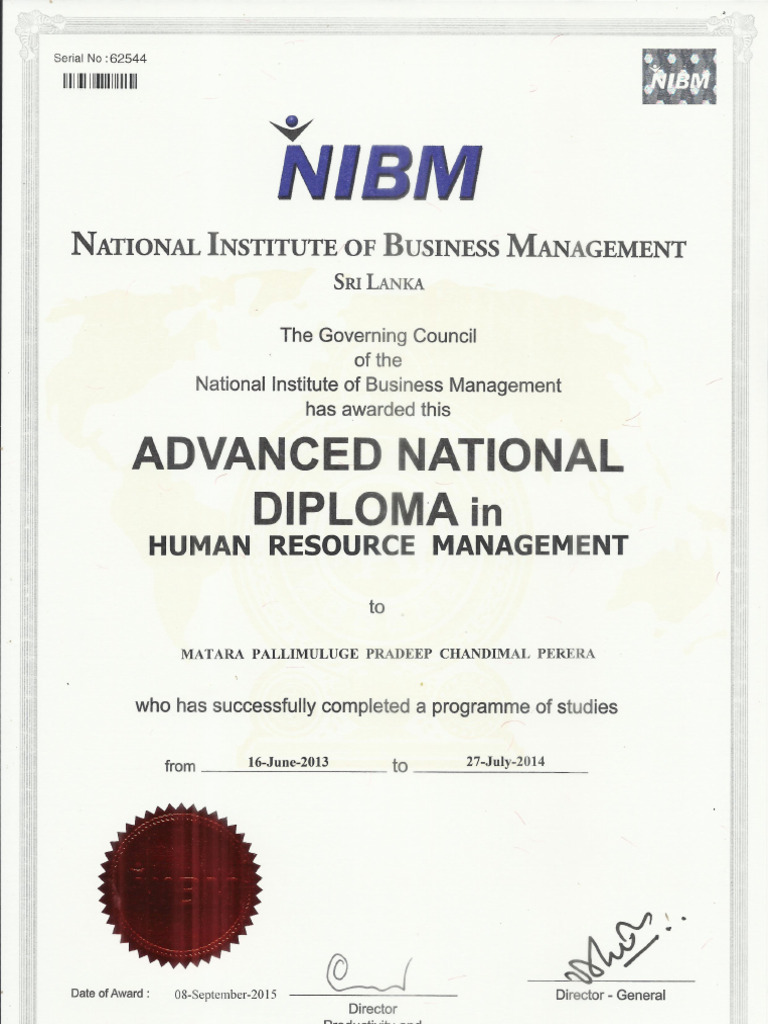 NIBM Certificate | PDF