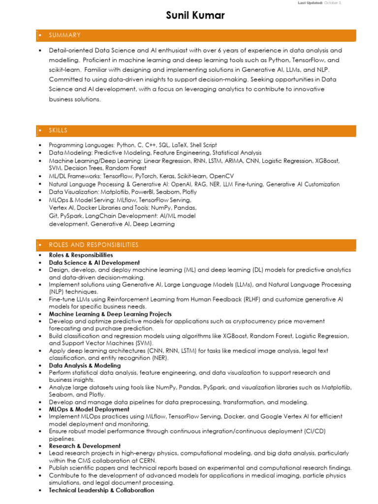 Sunil Kumar - DevOps Engineer | PDF | Machine Learning | Deep Learning