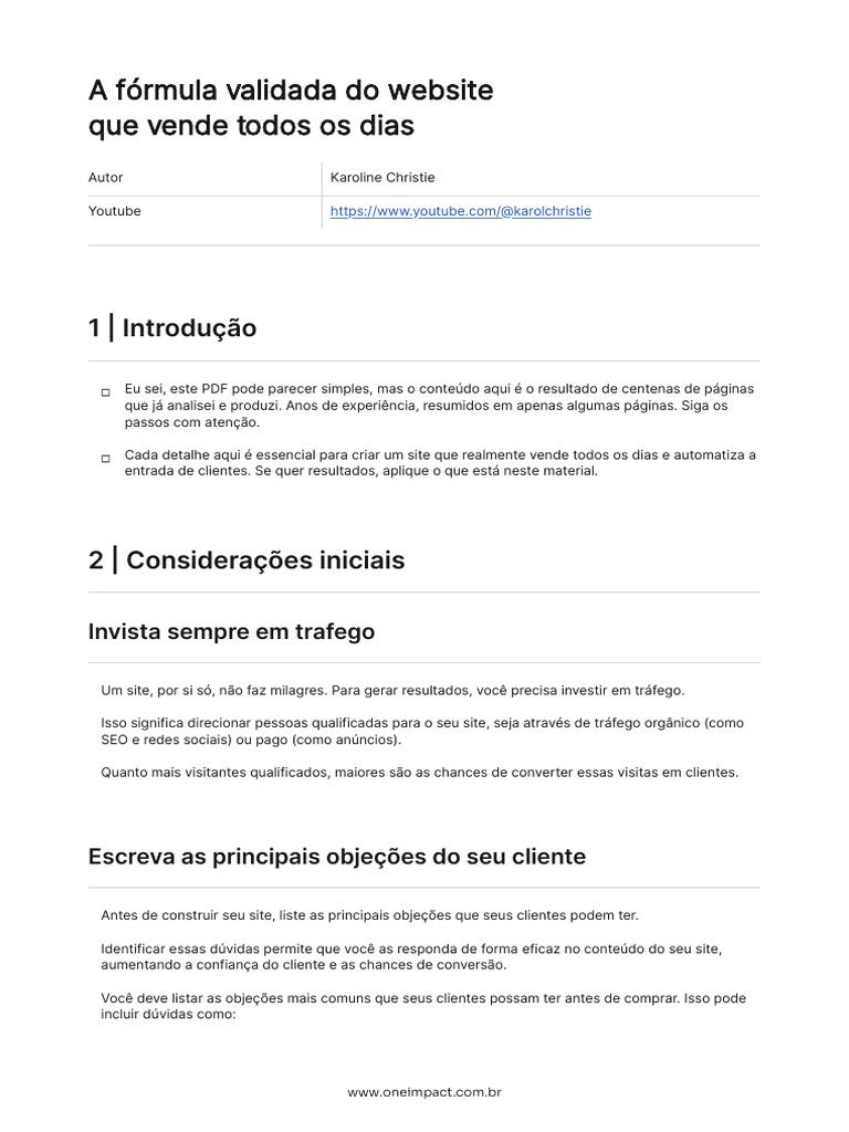 Fórmula de Site que Vende Diariamente | PDF | Sites | Experiência
