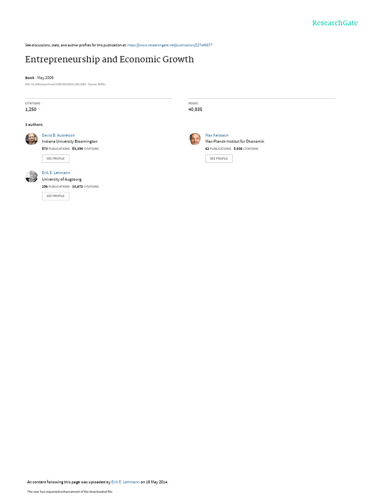 Entrepreneurship and Economic Growth | PDF | Economic Growth ...