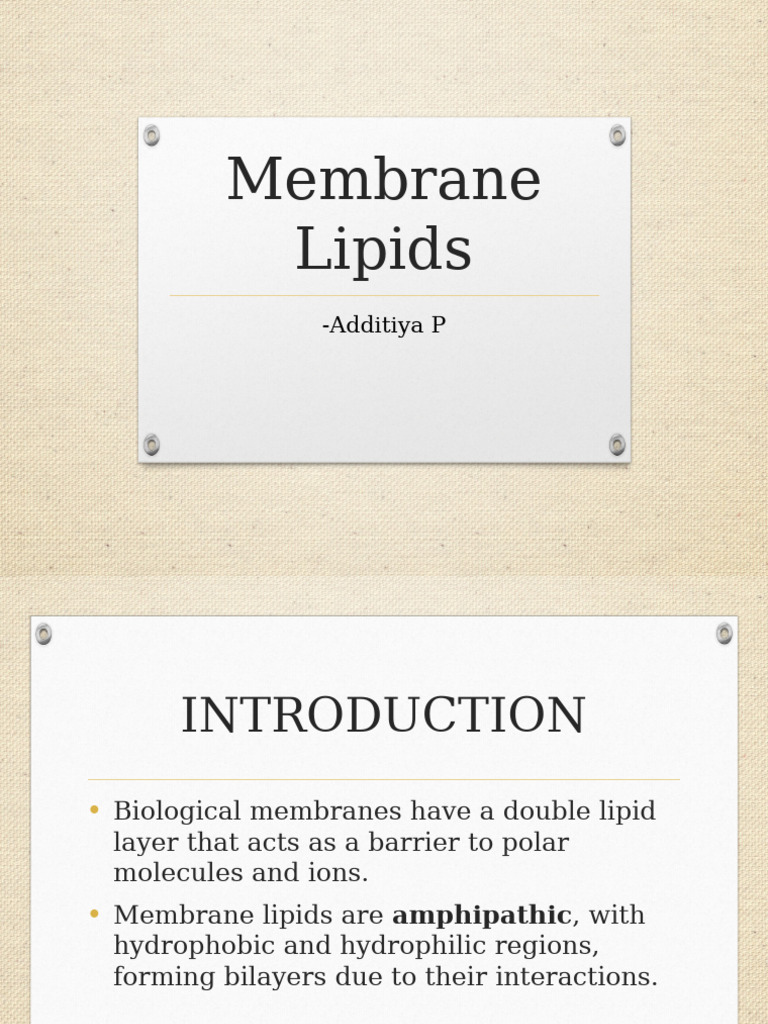 Introduction To Lipids - Membrane Lipids | PDF | Lipid | Membrane ...