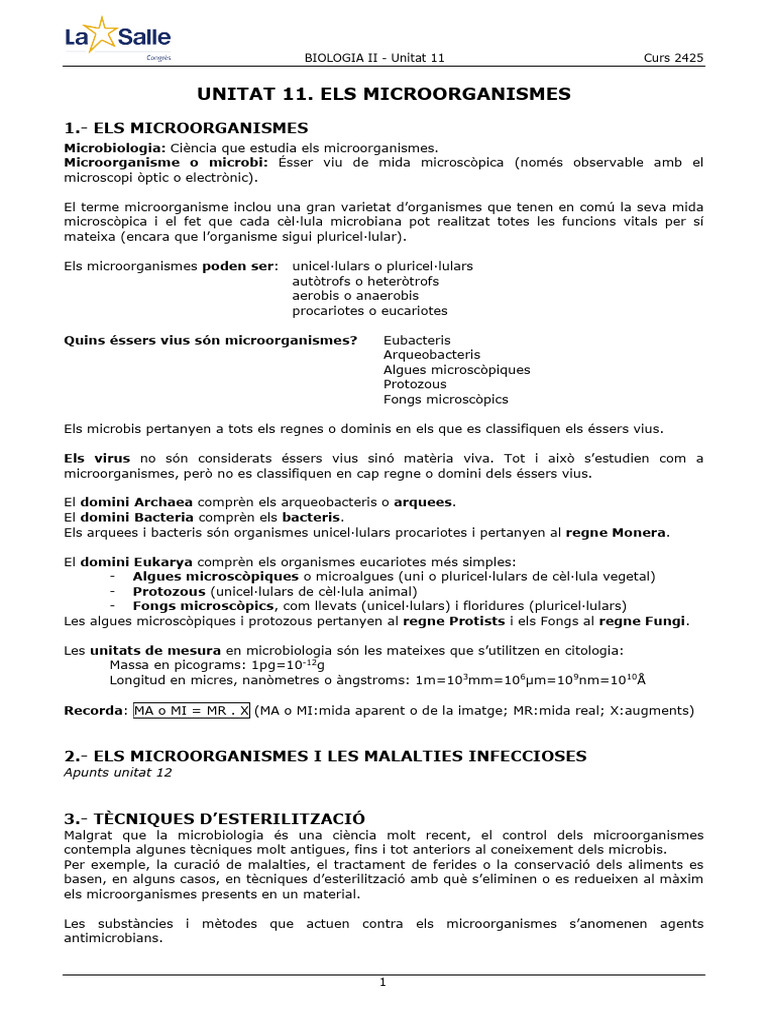 U11 - Els Microorganismes | PDF