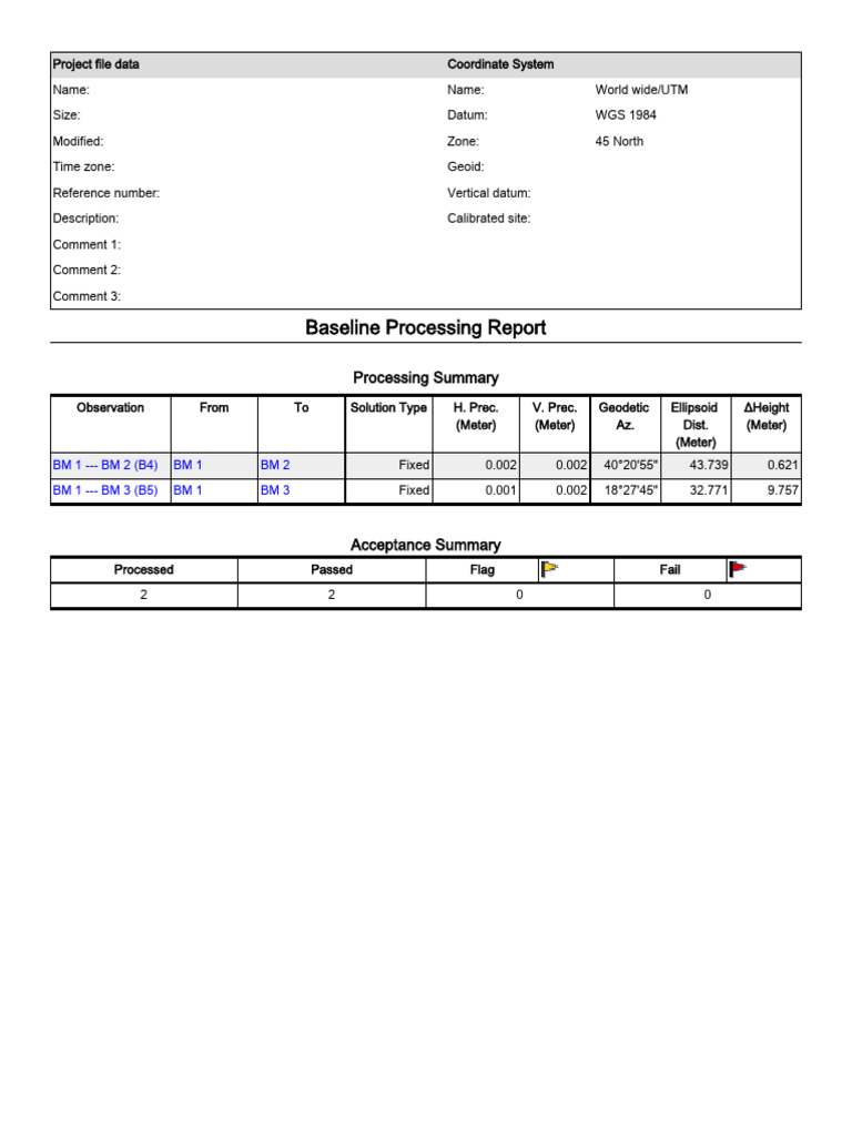 Baseline Processing Report1 | PDF | Navigation | Cartography