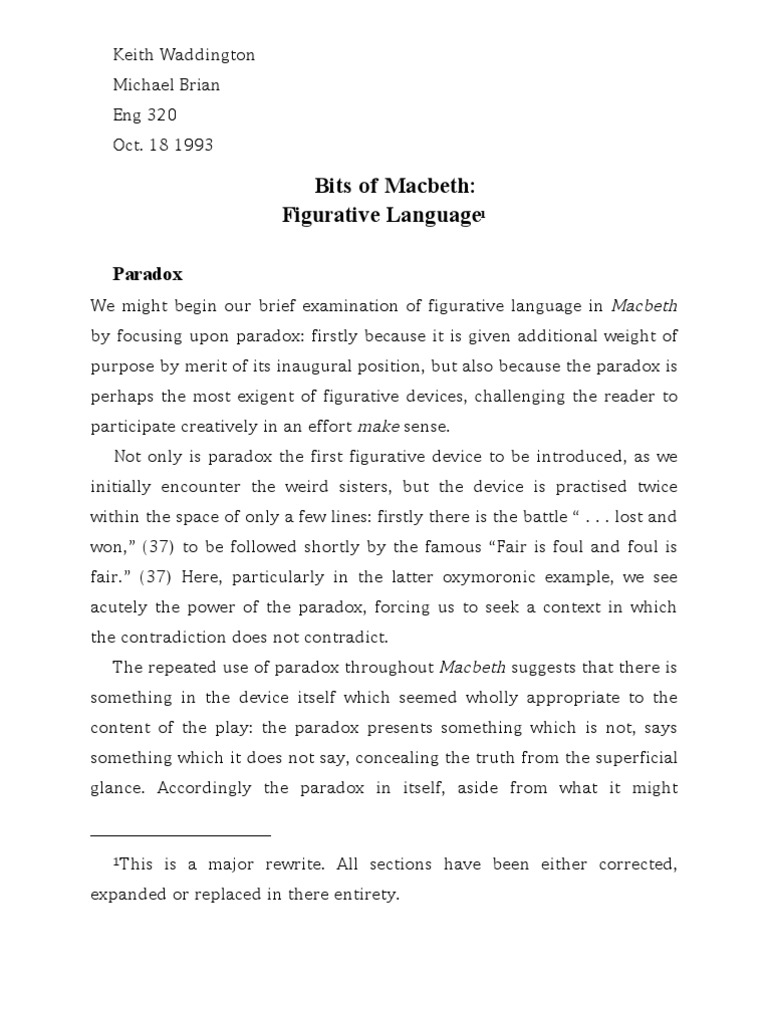 Macbeth Figurative Language | PDF | Macbeth | Deception