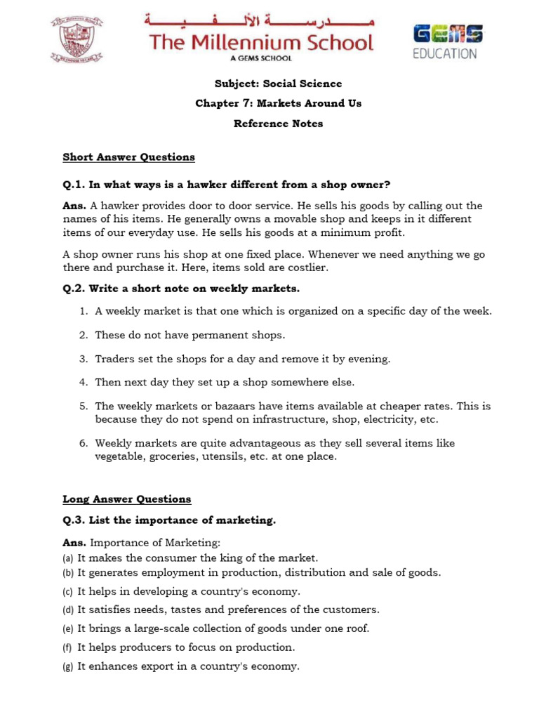 Understanding Markets for Class 7 | PDF | Retail | Goods