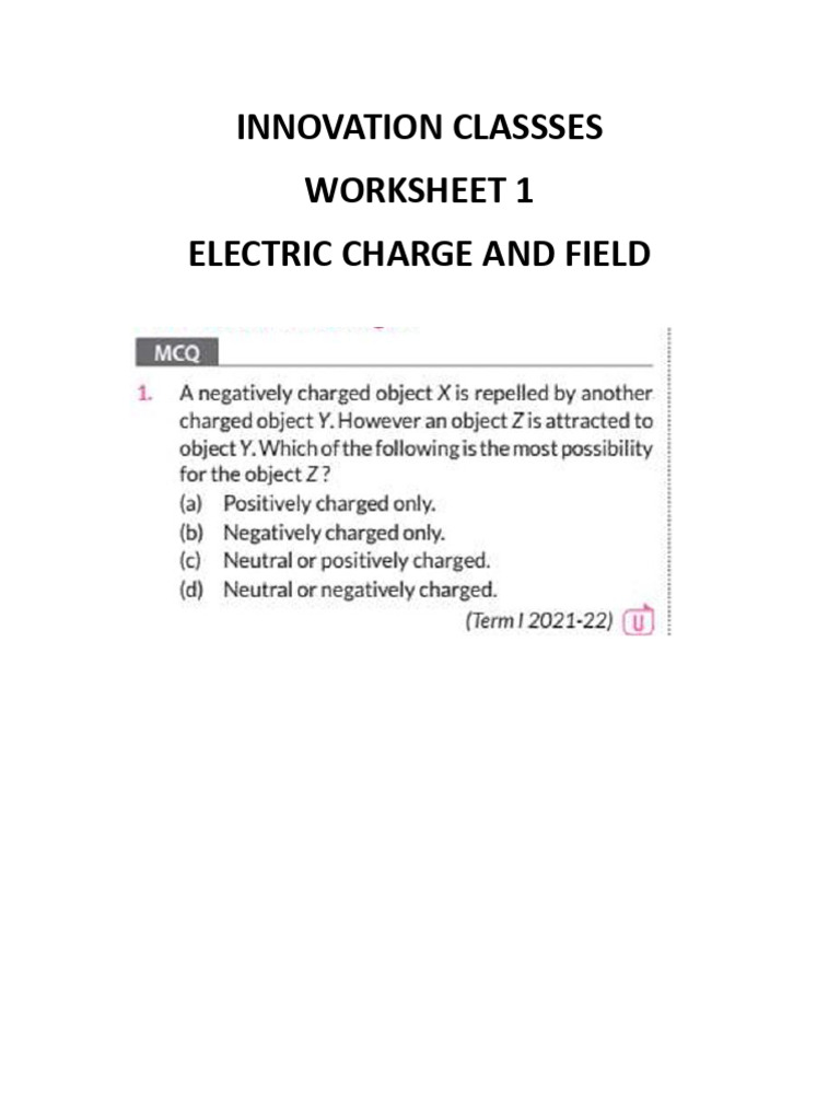 Electric Charge 1 Worksheet | PDF