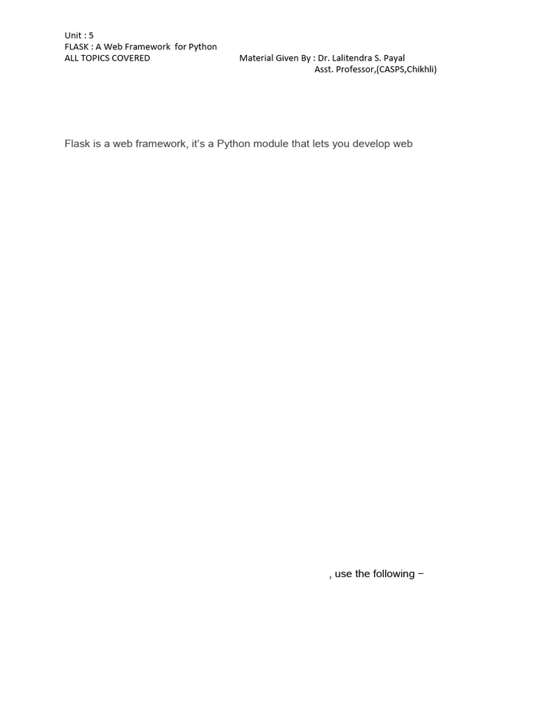 All About Flask_ unit 5_504 | PDF | World Wide Web | Internet & Web