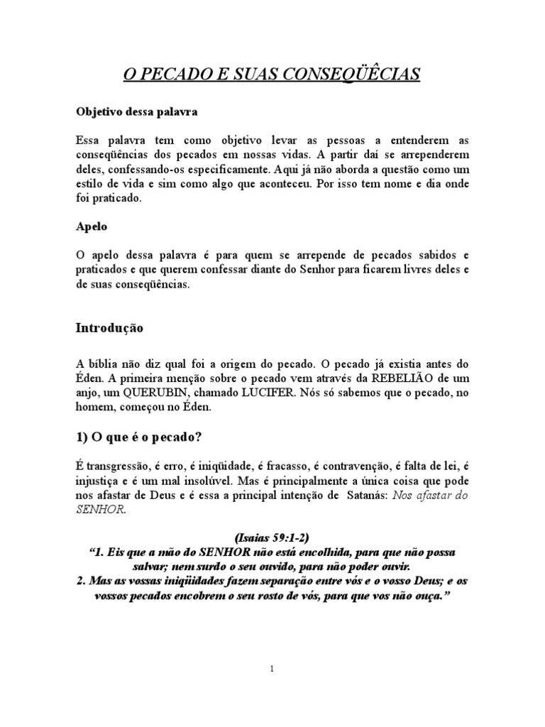 Pecado E Suas Consequencias Pdf Autoajuda