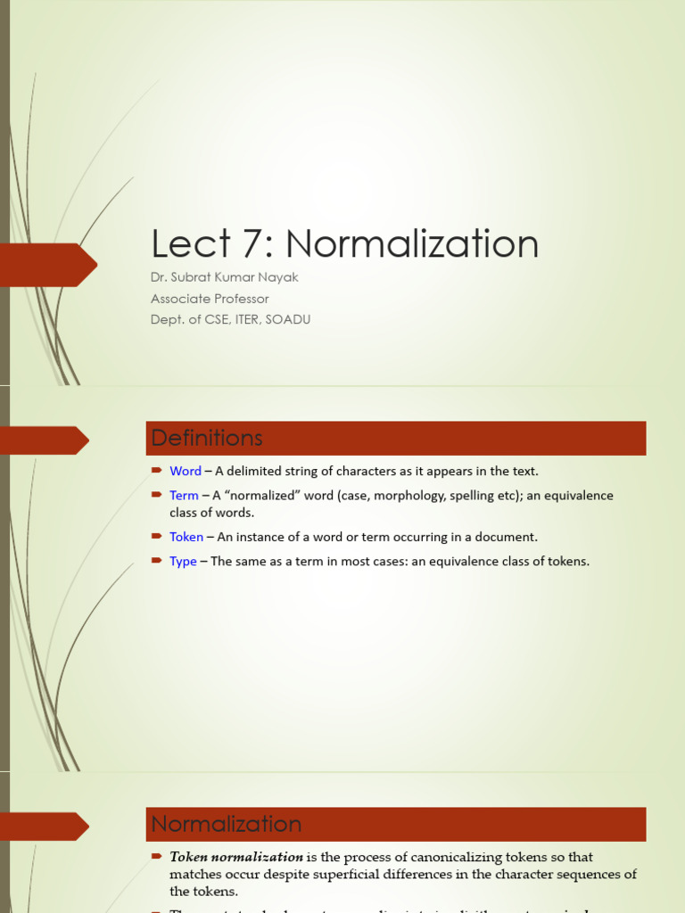 Lect 7 Normalization | PDF | Information Retrieval | Linguistics