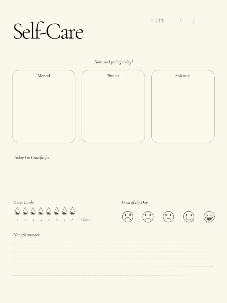 Simple and Minimal Printable Self Care Journal | PDF