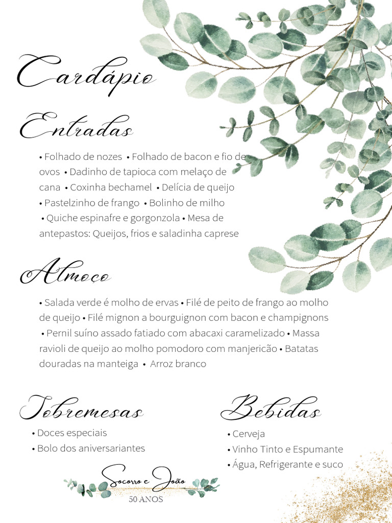 Cardápio menu floral casamento clássico.pdf | PDF