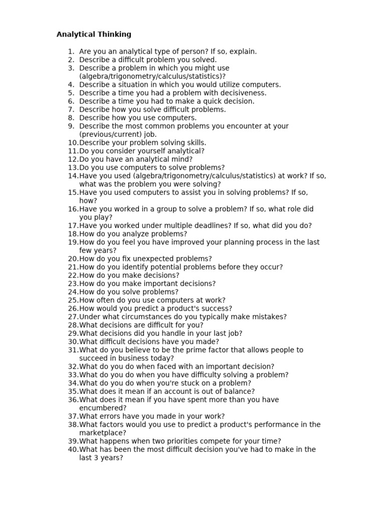 Analytical Thinking | PDF | Thought | Cognition