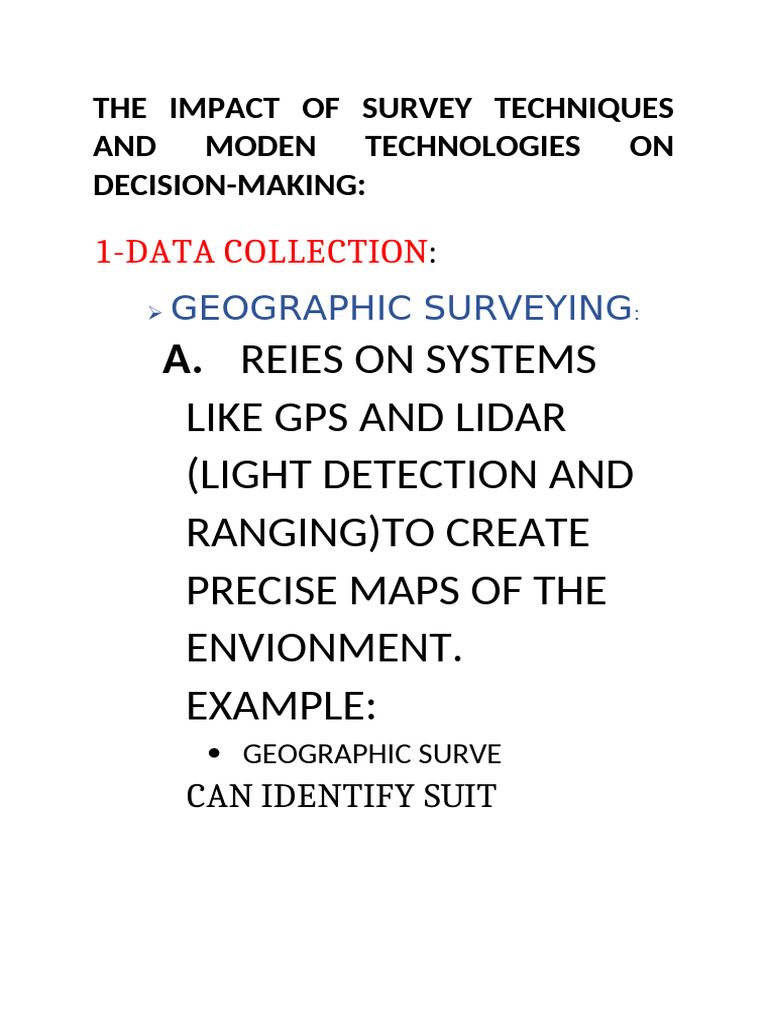 The Impact of Survey Techniques and Moden Technologies On Decision | PDF
