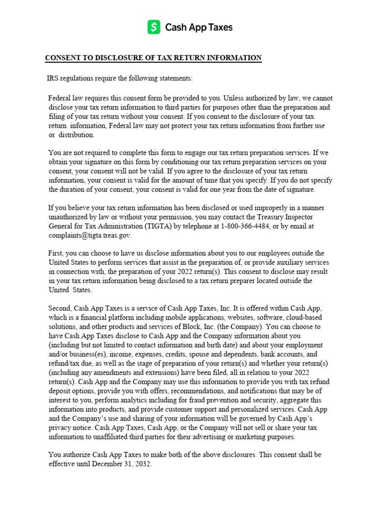 Consent To Disclosure of Tax Return Information | PDF | Consent | Taxes