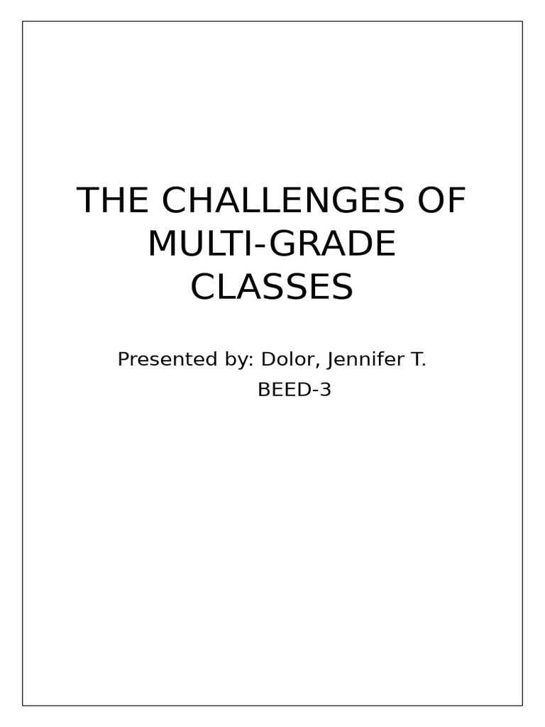 Challenges in Multi-Grade Classes | PDF | Teachers | Differentiated ...