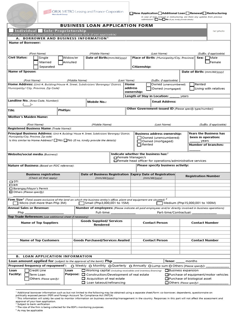Business Loan Application Form | PDF | Loans | Credit