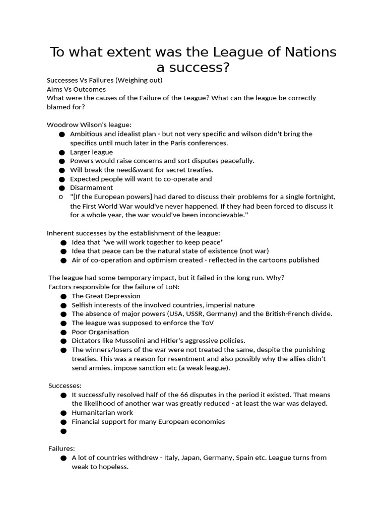 League of Nations: Success or Failure? | PDF | League Of Nations ...