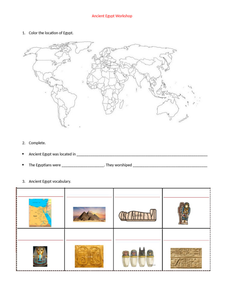 Ancient Egypt Educational Workshop Activities | PDF
