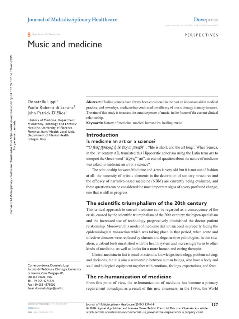 Music_and_medicine | PDF | Vitalism | Medicine