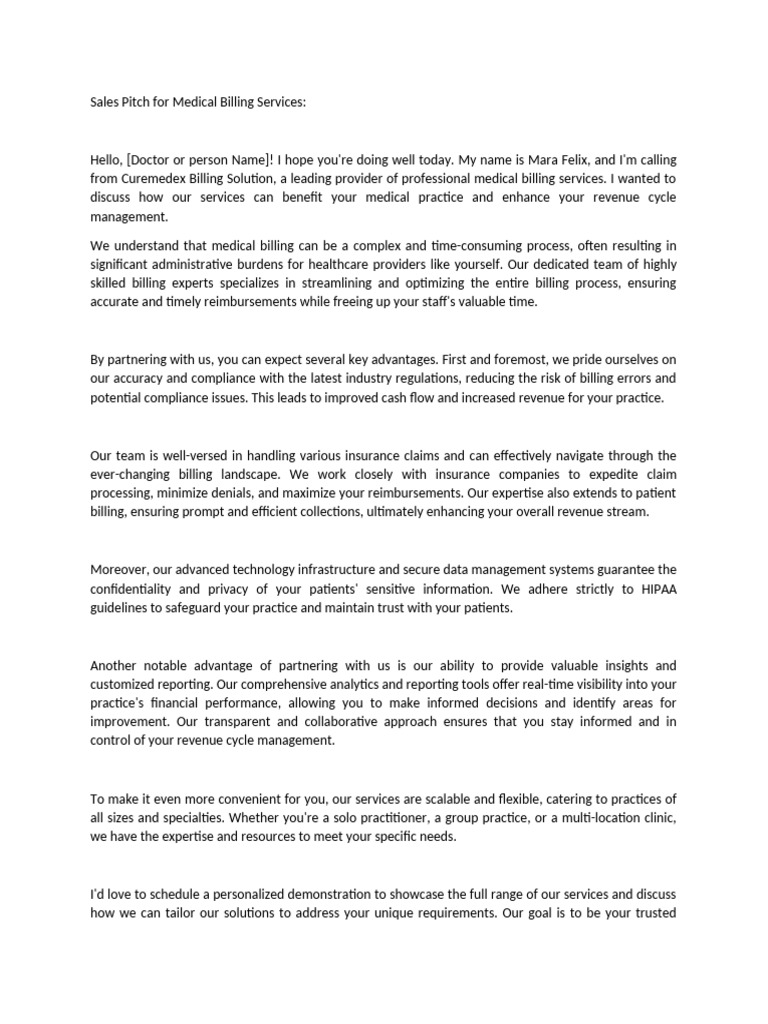 Sales Pitch Pdf Health Care Public Services