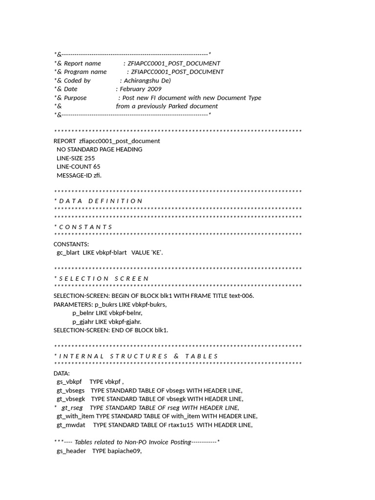 sap posting document bapi | PDF | Computer Science | Software Engineering