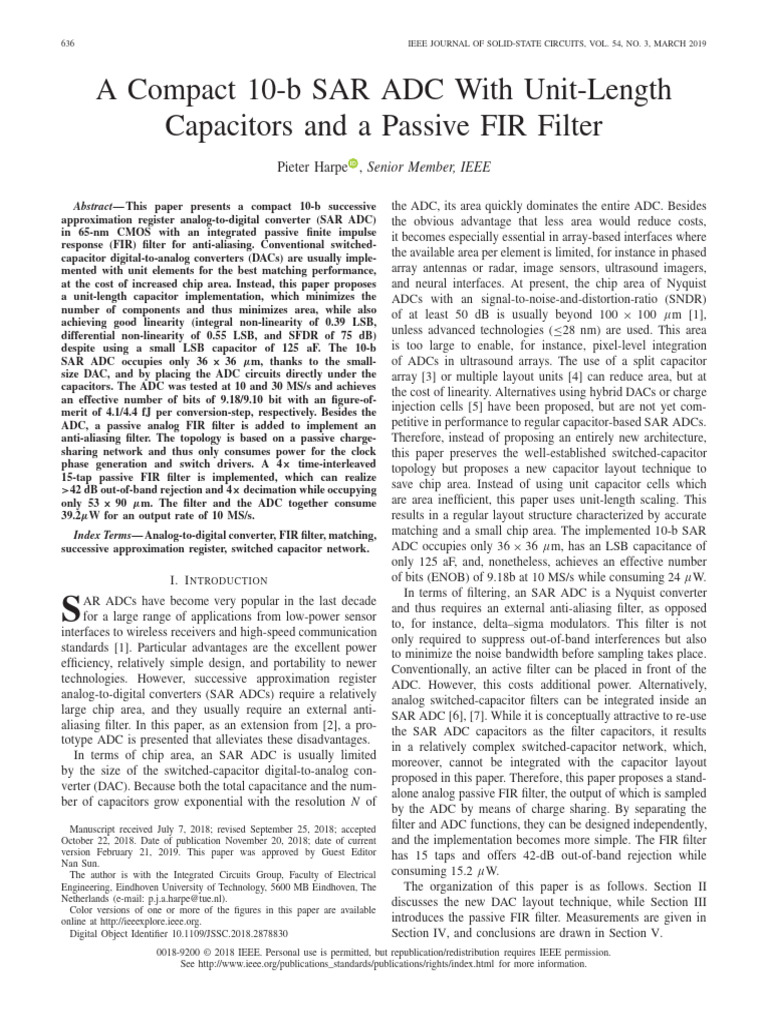 Compact 10-b SAR ADC with FIR Filter | PDF | Analog To Digital ...