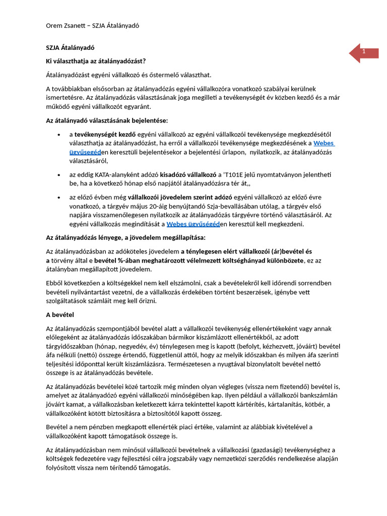 Orem Zsanett - SZJA Átalányadó | PDF