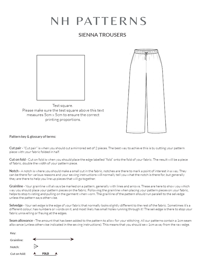 A4 Sienna Trousers 4-32 | PDF | Seam (Sewing) | Clothing
