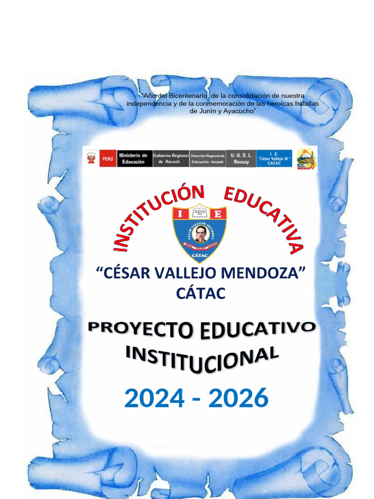 1.- PEI CVM-Cátac-2024-2026 | PDF | Enseñando | Salón de clases