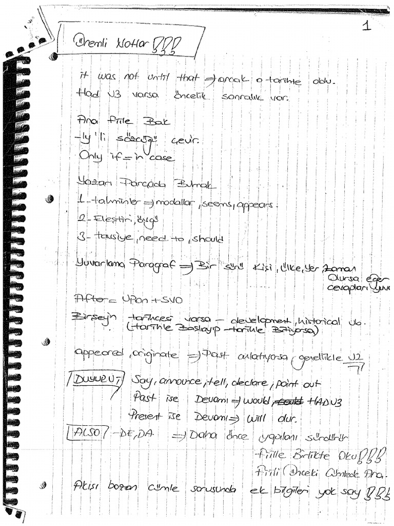 Önemli̇ Notlar | PDF