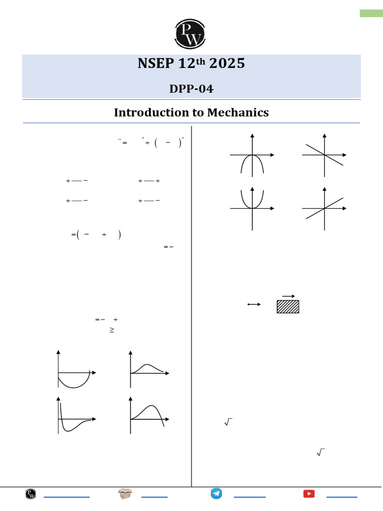 Introduction To Mechanics - DPP 04 | PDF | Force | Potential Energy