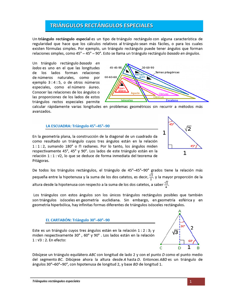 triangulos-rectangulos-especiales-1 | PDF | Triángulo | Geometria clasica