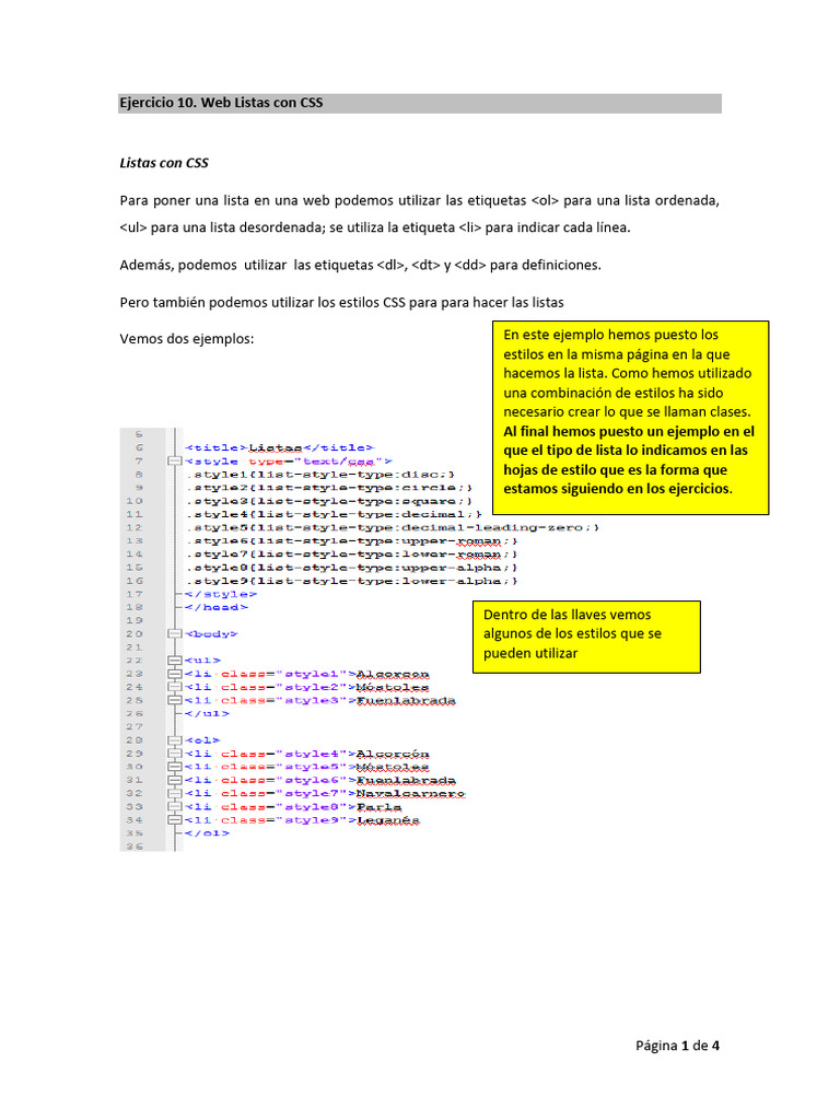 Creación de un sitio web-10-Listas con CSS (2) | PDF