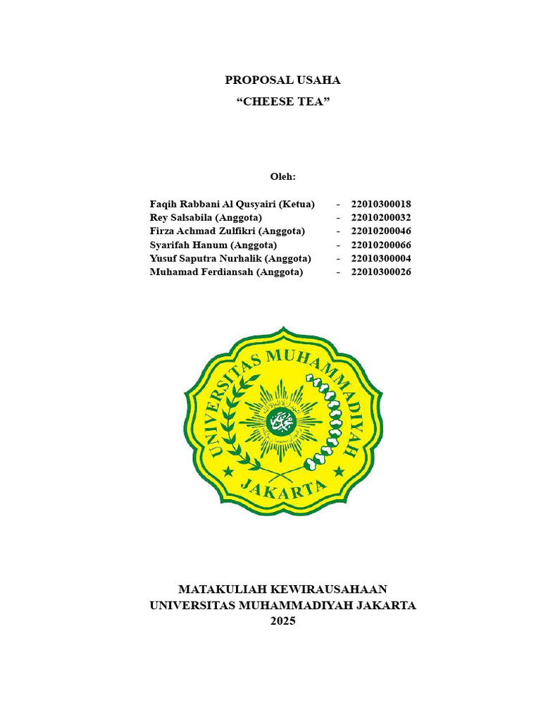 Contoh Proposal Usaha Minuman - Mata Kuliah Kewirausahaan | PDF Contoh Proposal Usaha Minuman - Mata Kuliah Kewirausahaan | PDF