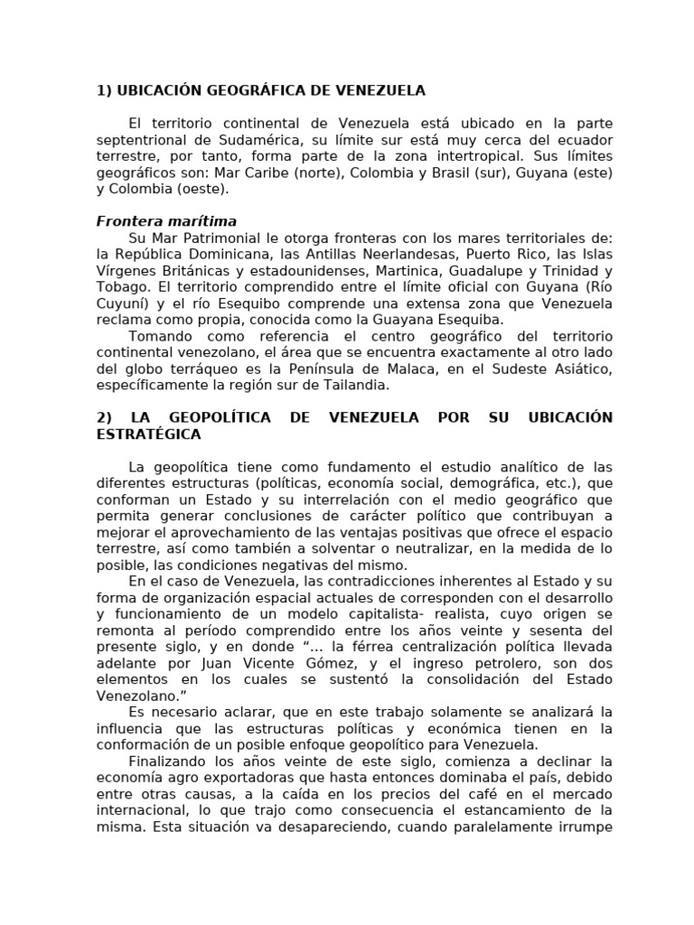 Ubicacion Geografica de Venezuela | PDF | Venezuela | Capitalismo