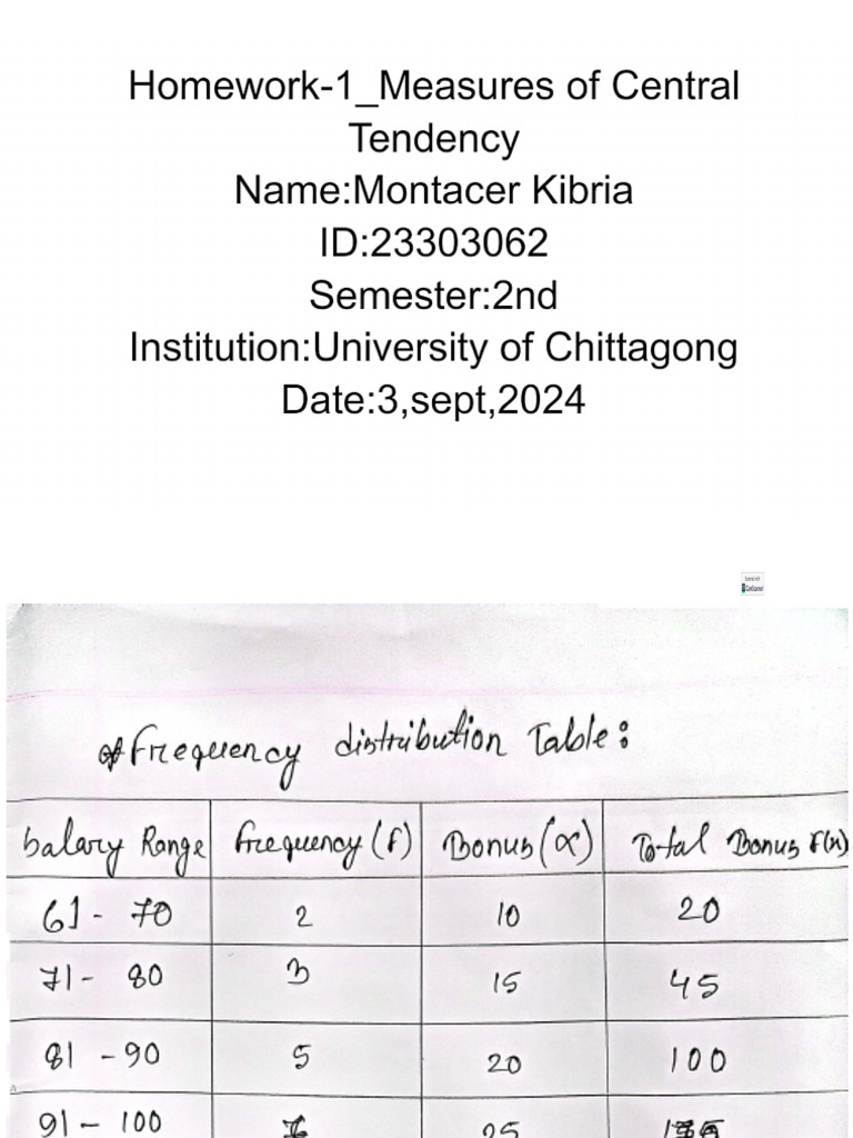 Homework-1 - Measures of Central Tendency | PDF