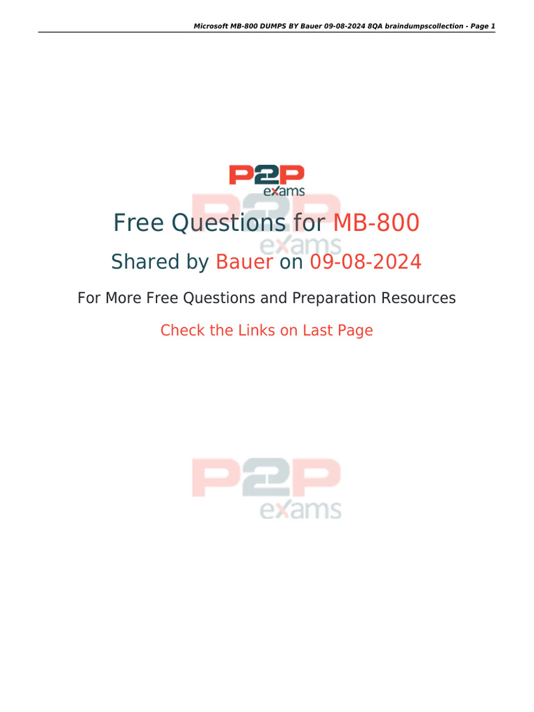 Microsoft MB-800 Exam Questions 2024 | PDF | Receipt | Software